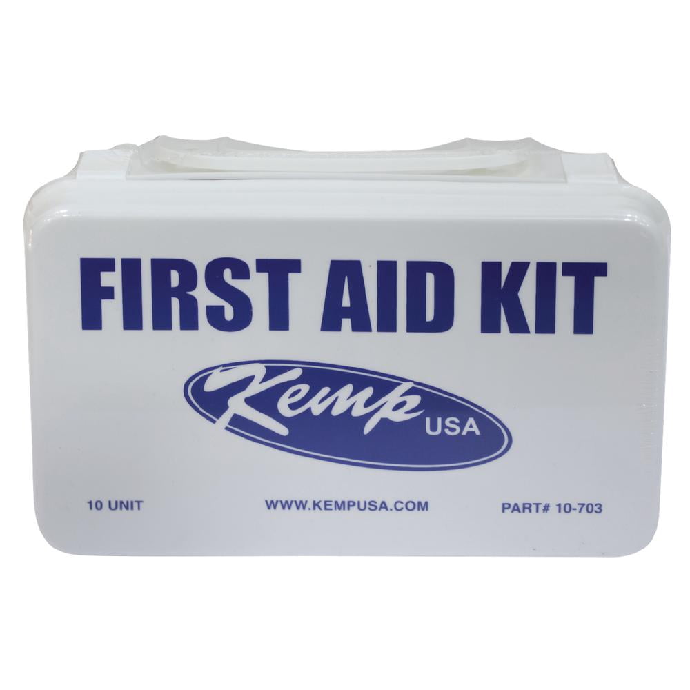 8.5" White and Blue 10-Unit 10 Persons First Aid Kit - Walmart.com