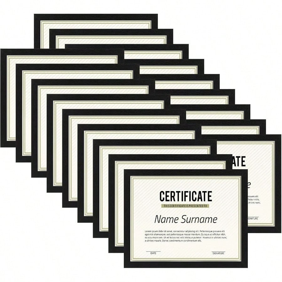 8.5 X 11 Certificate Picture Frames Bulk Set Of 18 Black Photo Frames ...