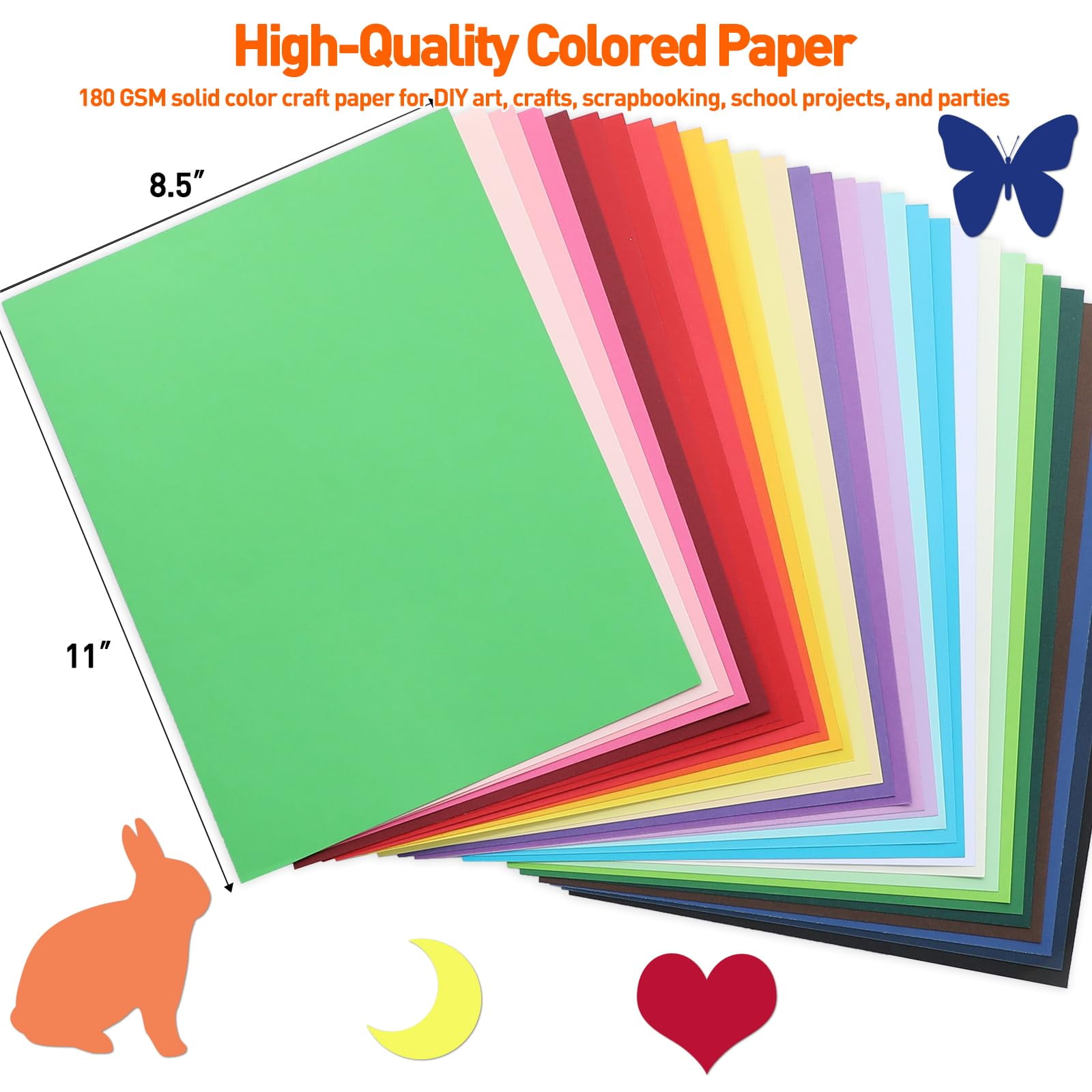 8.5" X 11" Colored Cardstock Paper Bulk 100 Sheets 30 Assorted Colors ...