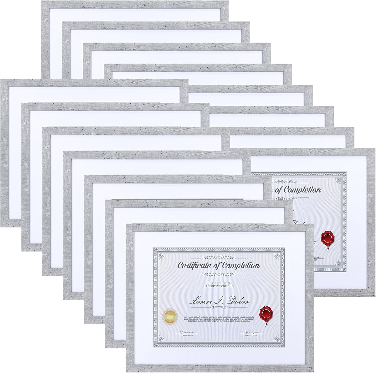8.5 X 11 Gray Picture Frames with Mat Wood Set of 15, Grey Frame 11x14 ...