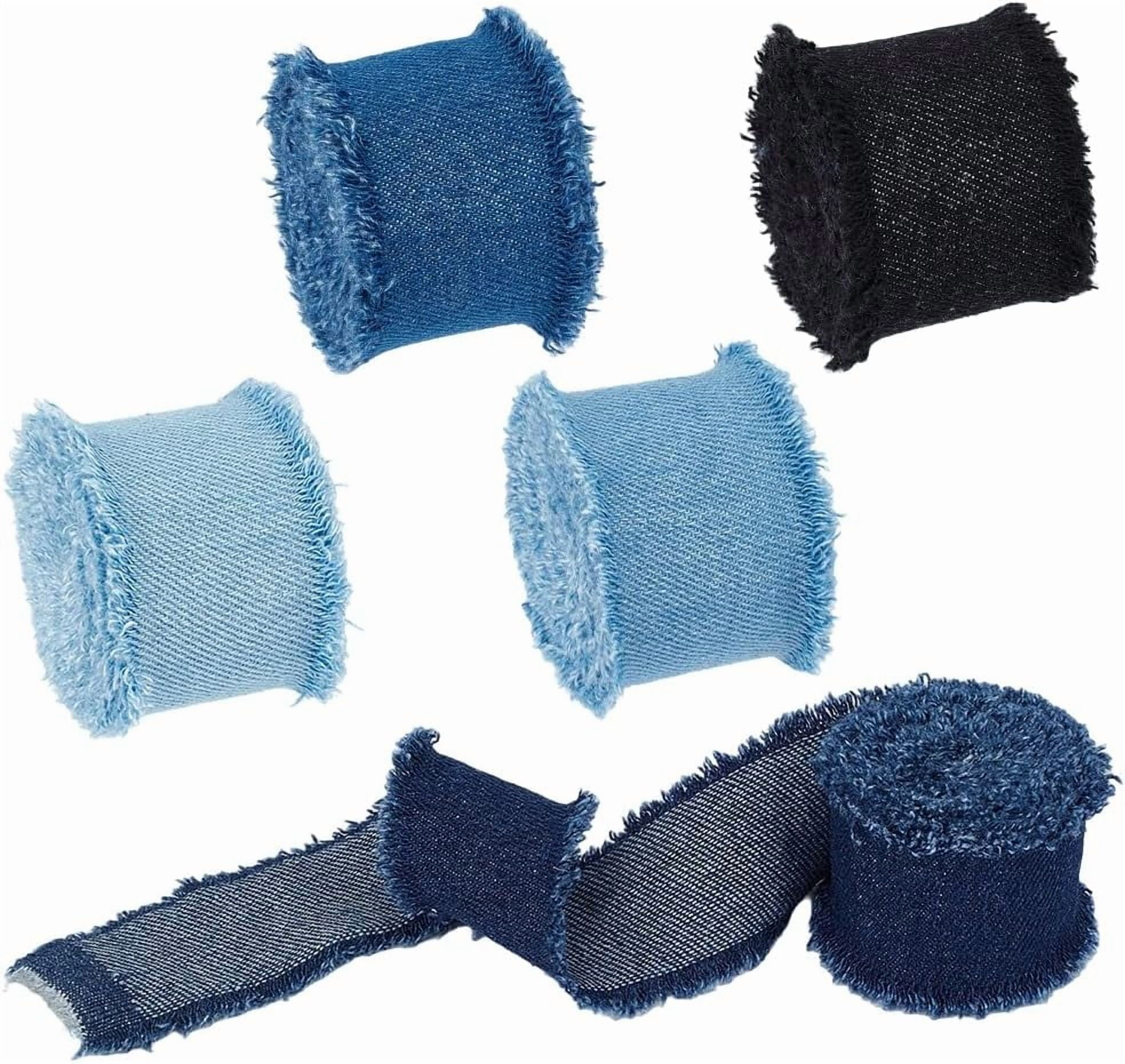 8.5 Yards 5 Colors Denim Ribbon Rustic Frayed Fringes 1-3/8~1-5/8 Inch ...