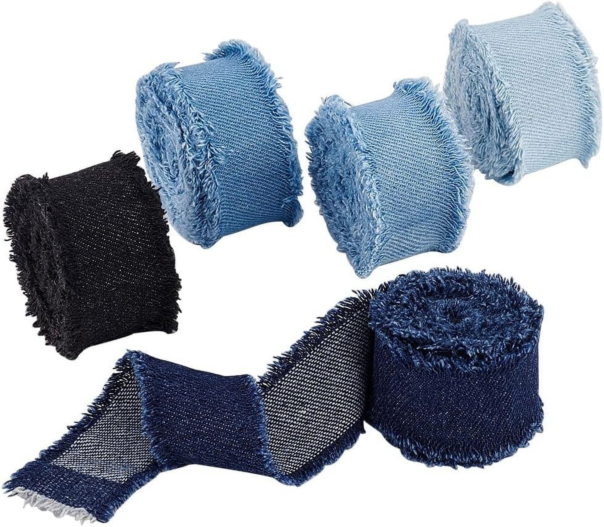 8.5 Yds x 1-1/8 inch 5 Colors Denim Ribbon Rustic Frayed Fringes Fabric ...