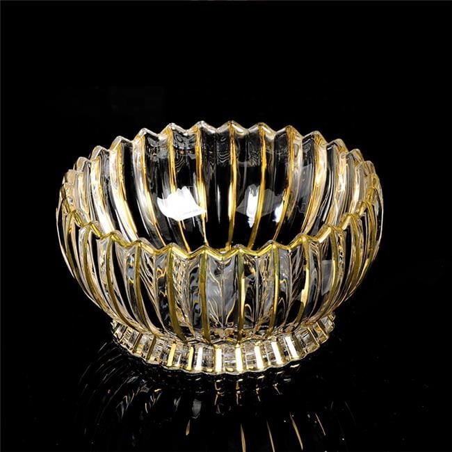 8.5 in. Crystal Bowl with Striped Gold Design - Deep - Walmart.com