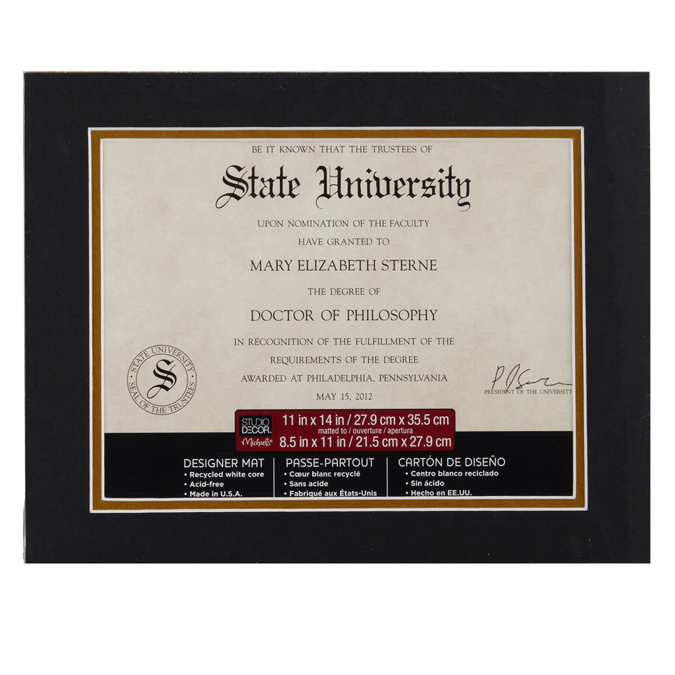 Studio Decor 8.5" x 11" Black Document Picture Frame Mat - Blocks up to ...