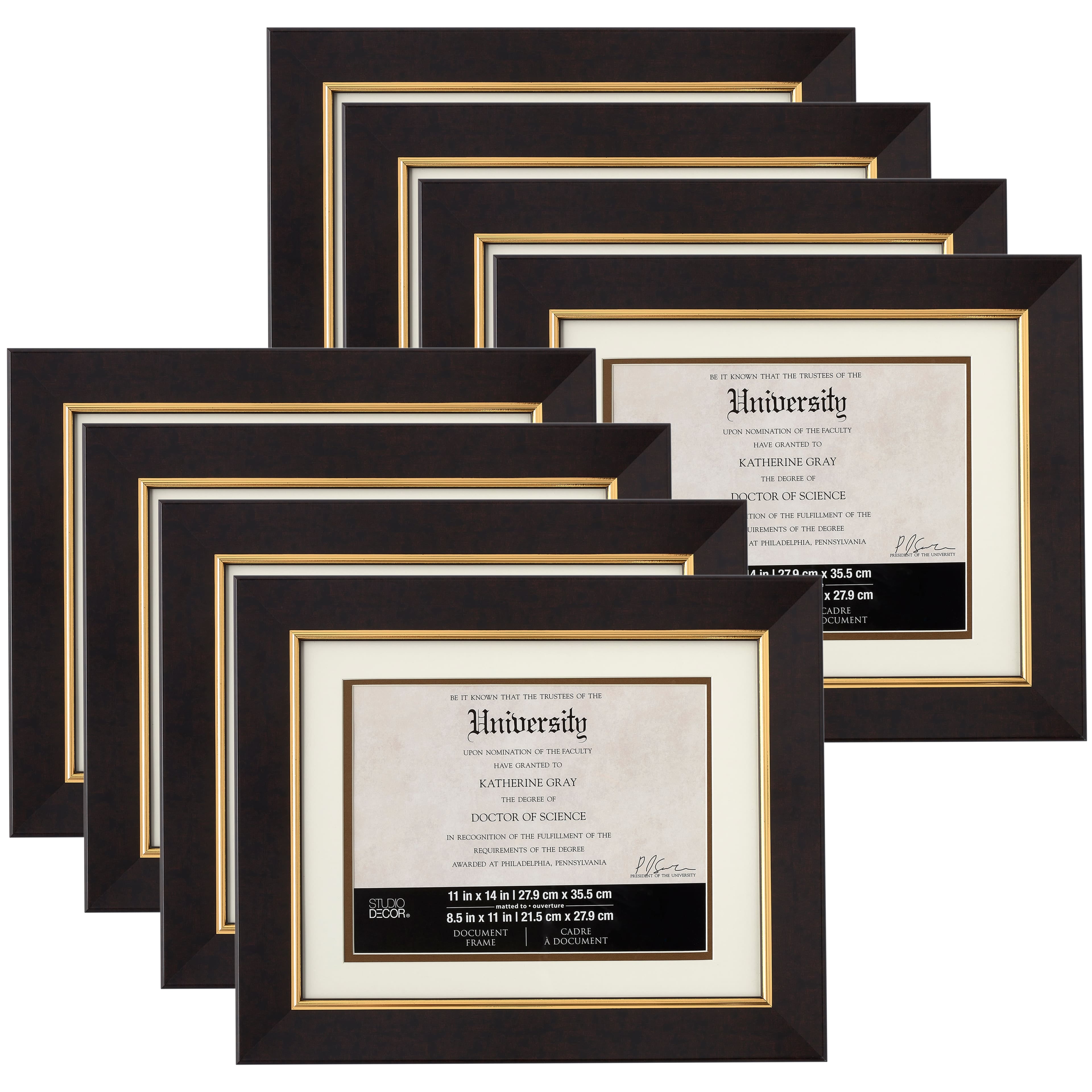 8.5" x 11" Brown & Gold Document Frame with Mat by Studio Décor ...