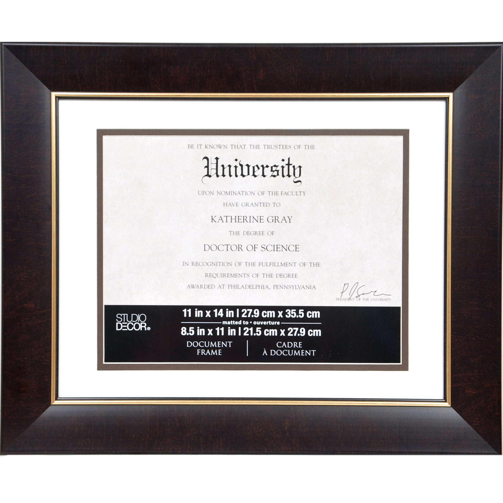 8.5" x 11" Brown & Gold Document Frame with Mat by Studio Décor ...