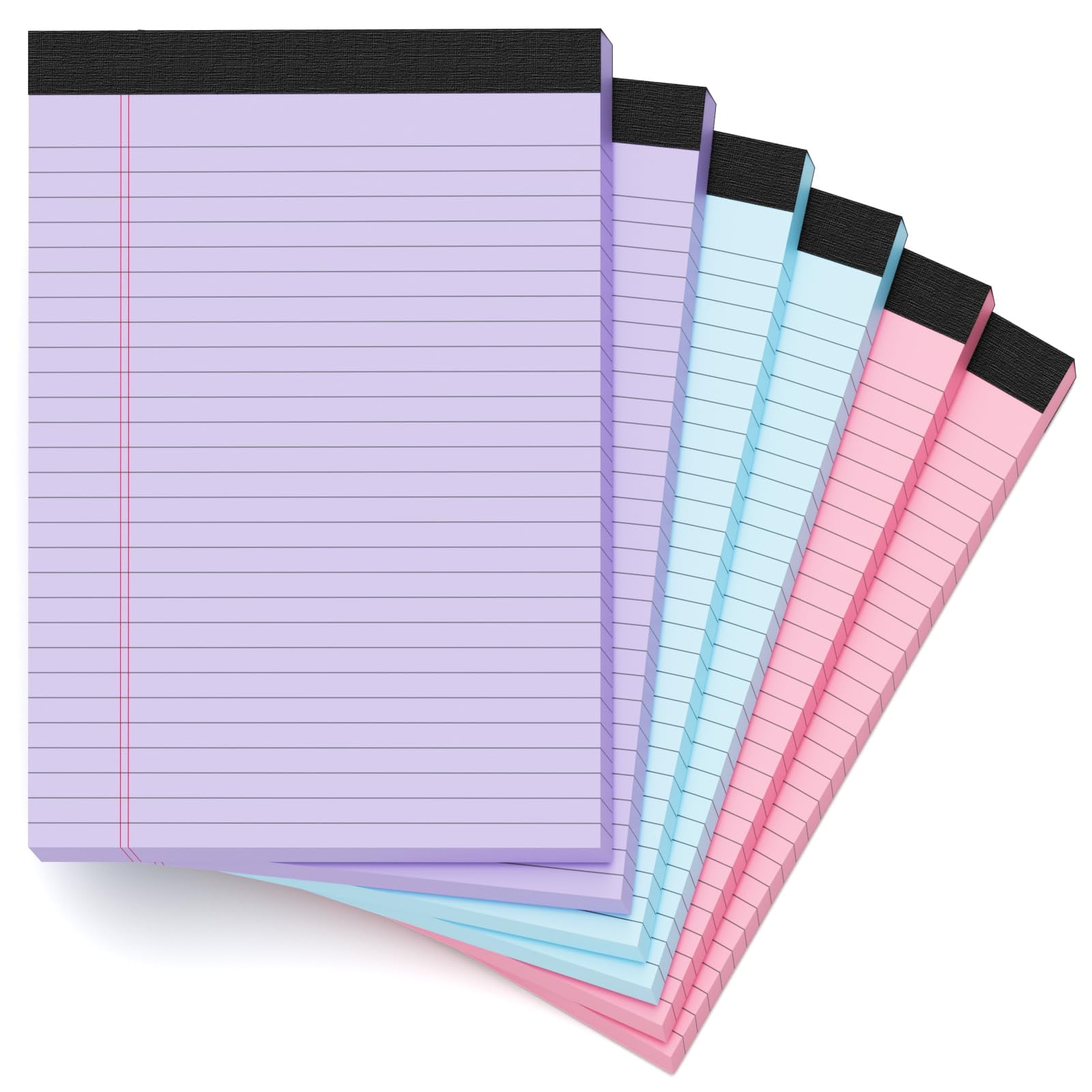 8.5 x 11 Colored Note Pads, 6 Pack Lined Paper Pads with Micro ...