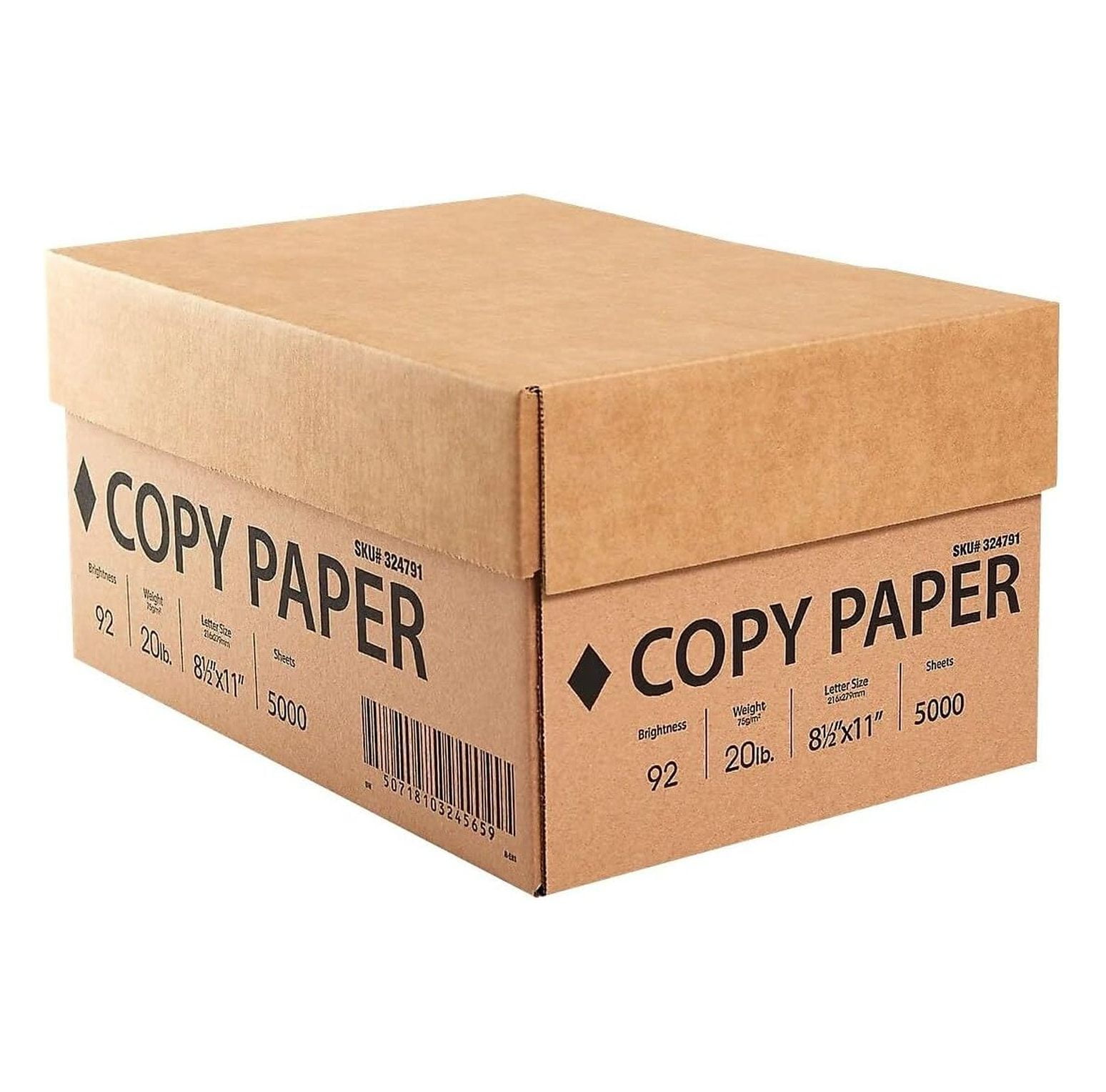 8.5 x 11 Copy Paper, 20 lb, 92 Brightness, 5000 Sheets/Carton (324791 ...
