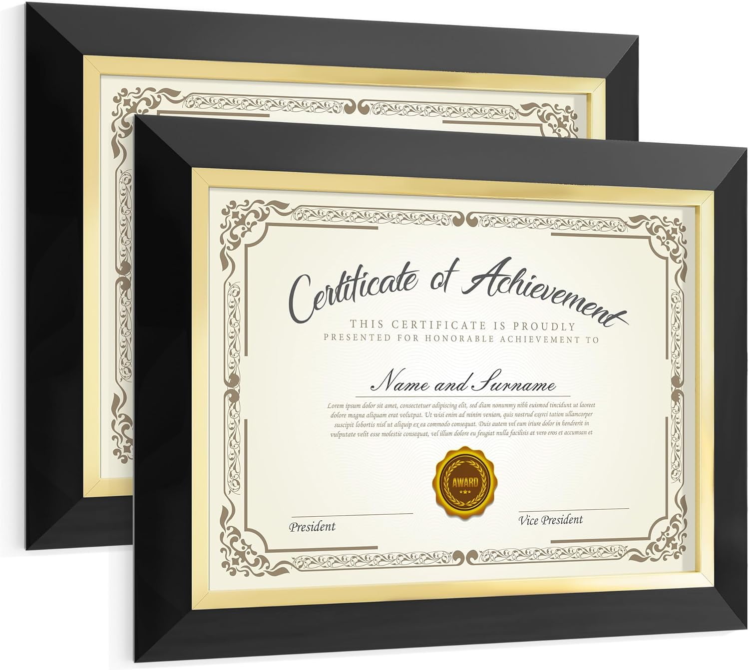 8.5 x 11 Diploma Certificate Frame with Gold Rim, Degree Document ...