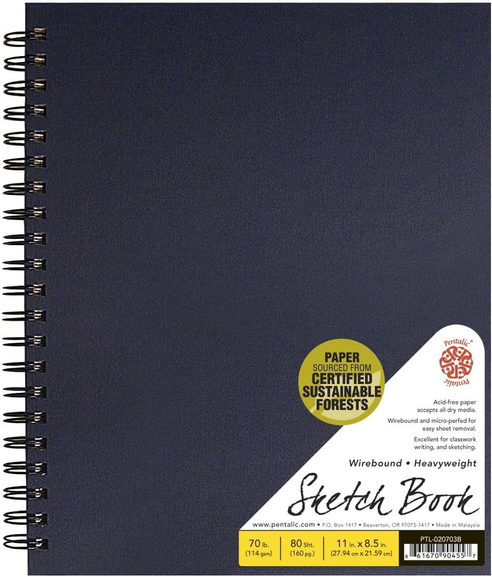- 8.5"x 11" Double Wirebound Hardcover Sketchbook, 80 Sheets, Blue ...