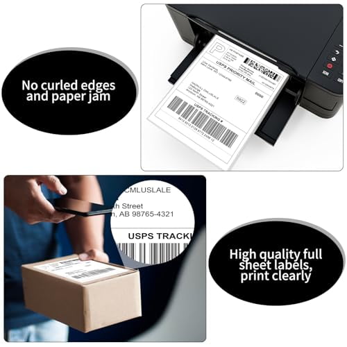 8.5" x 11" Full Sheet Label Sticker Paper for Laser & Inkjet Printers ...