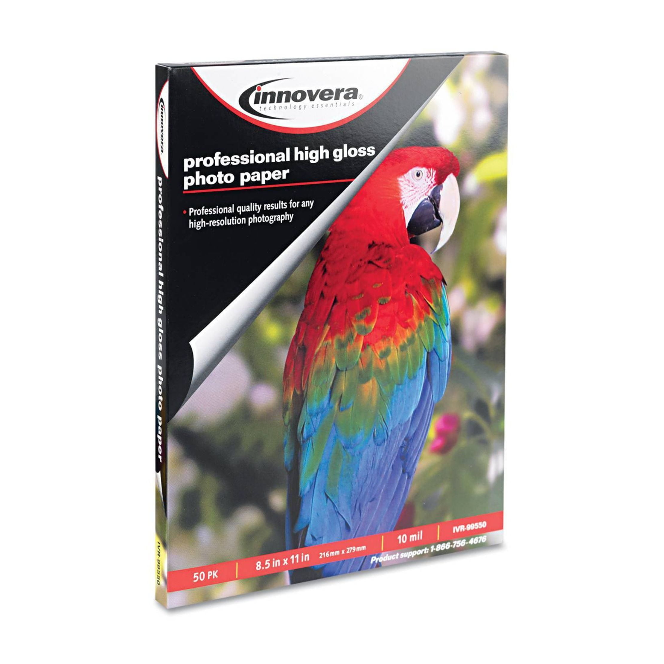 8.5" x 11" High-Gloss Photo Paper (50 Sheets/Pack): White, 100 ...