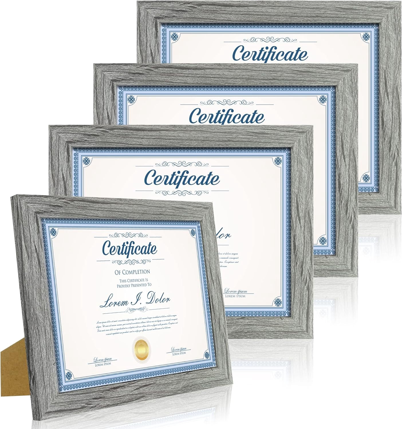 8.5 x 11 Picture Frame Set of 4, Made of Real Glass and Grey ...