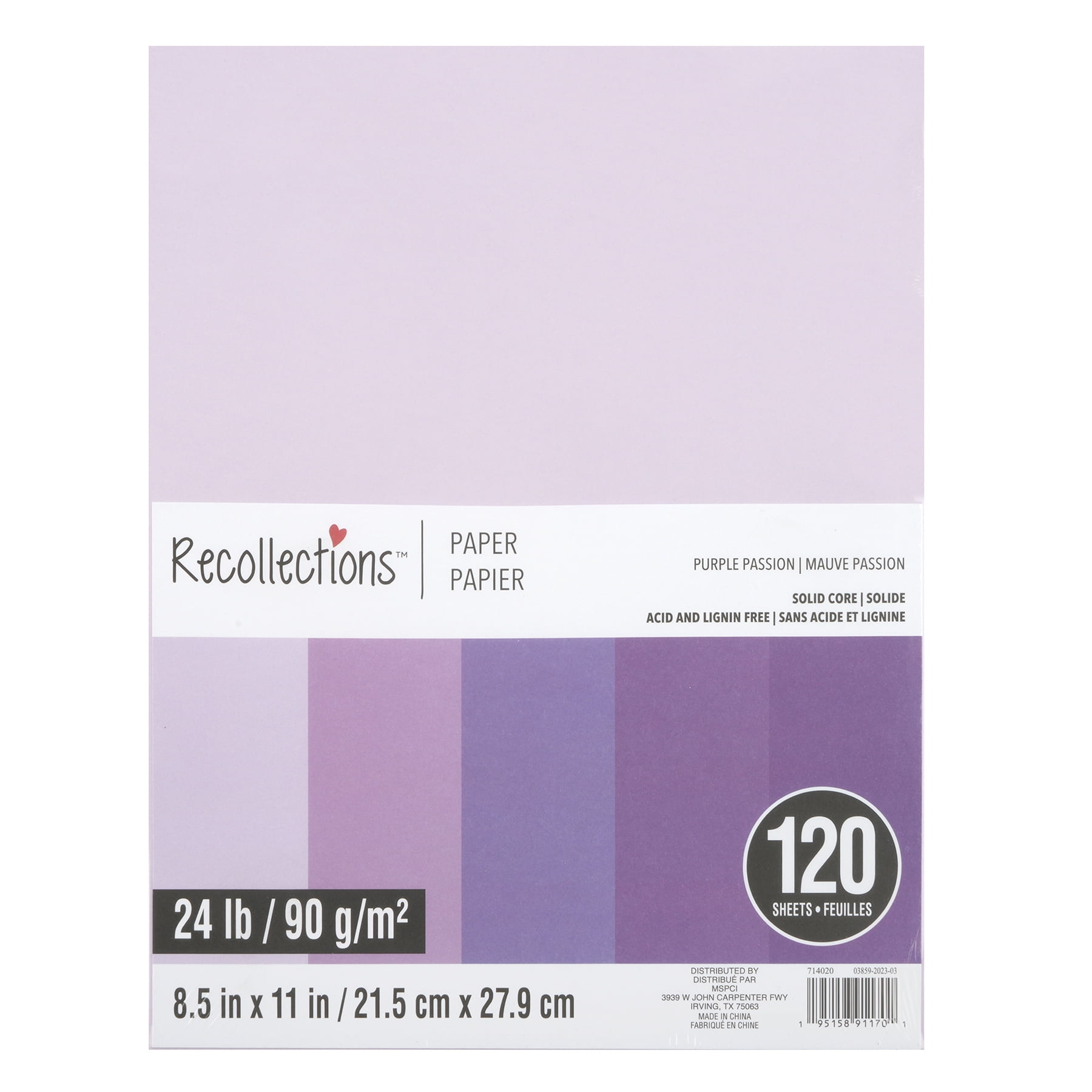 8.5" x 11" Purple Passion Solid Core Paper Pack by Recollections ...