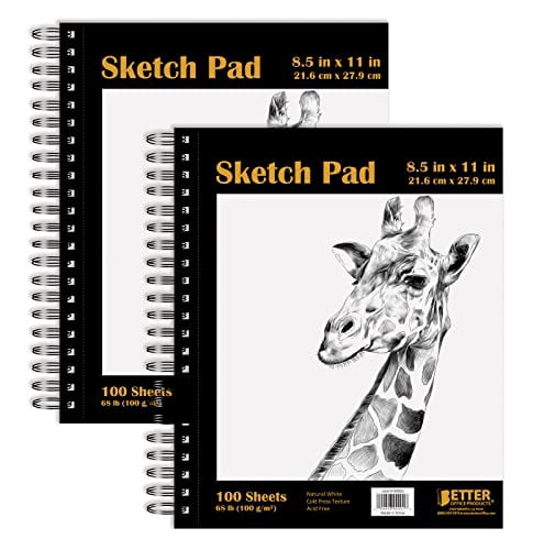 8.5" x 11" Sketch Paper Pads, 2 Pack, 200 Total Sheets (100 Each), 68 ...