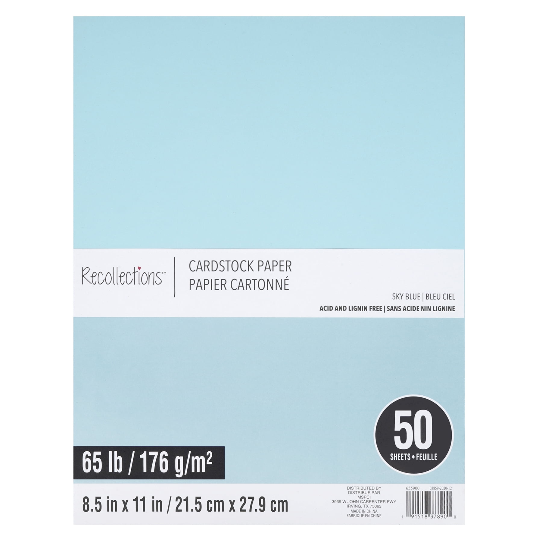 8.5" x 11" Sky Blue Cardstock Paper by Recollections - Acid and Lignin ...