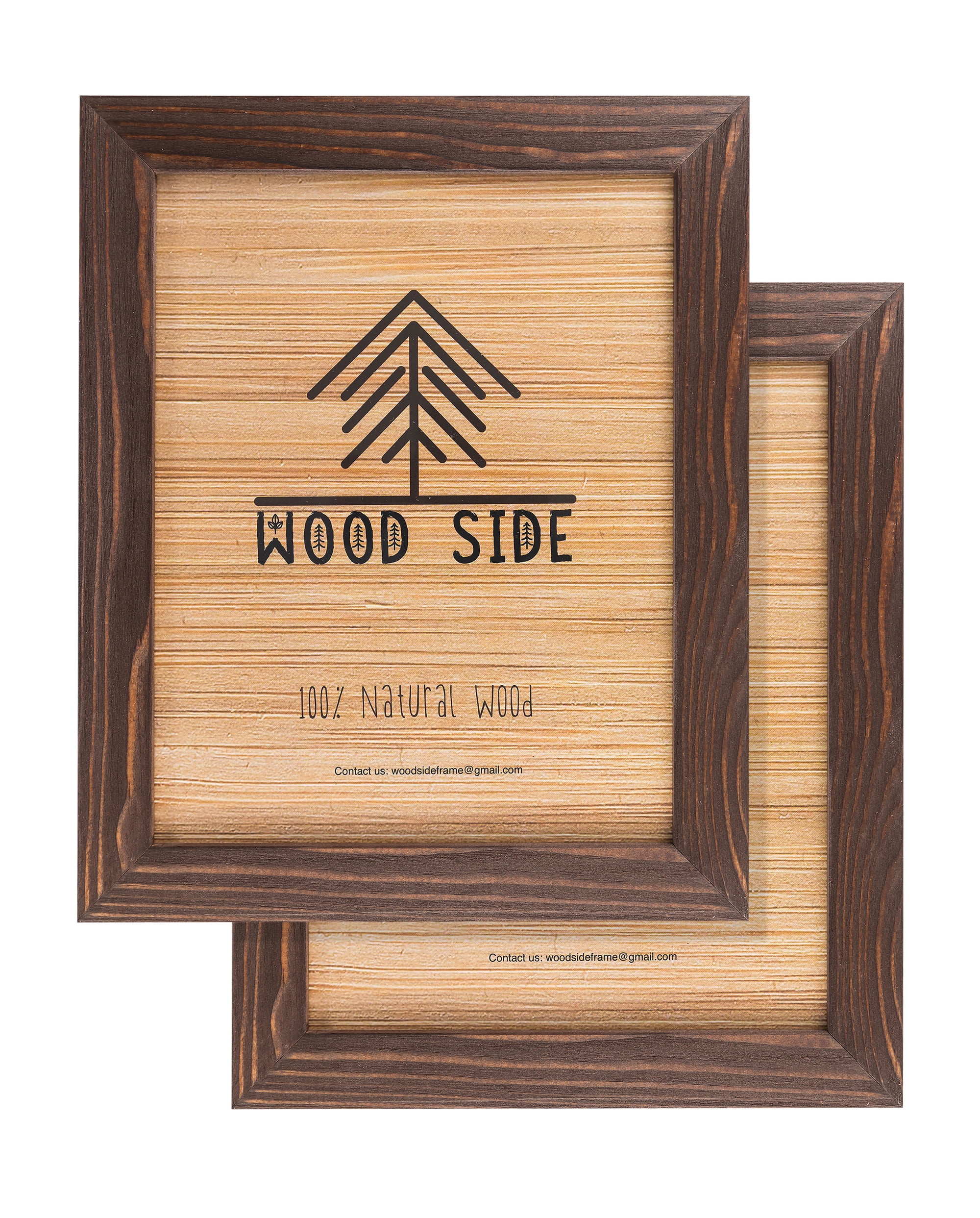 8.5 x 11 Wooden Rustic Picture Frames - Brown Wenge - Set of 2 - for ...
