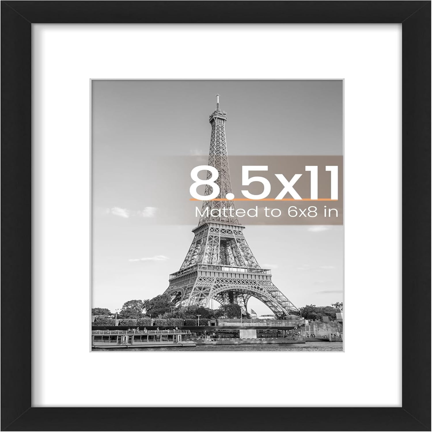 8.5 x 11Picture Frame, Display Pictures 6x8 with Mat or 8.5 x 11 ...