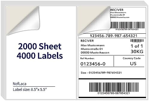 8.5" x 5.5" Half Page Self Adhesive Shipping Label, Compatible Laser ...