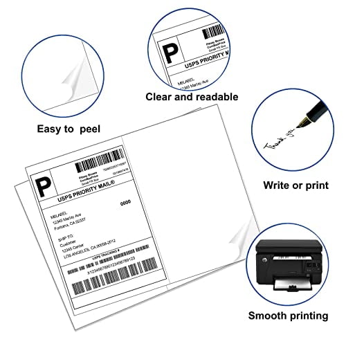 8.5" x 5.5" Half Sheet Label Self Adhesive Shipping Labels for Laser ...