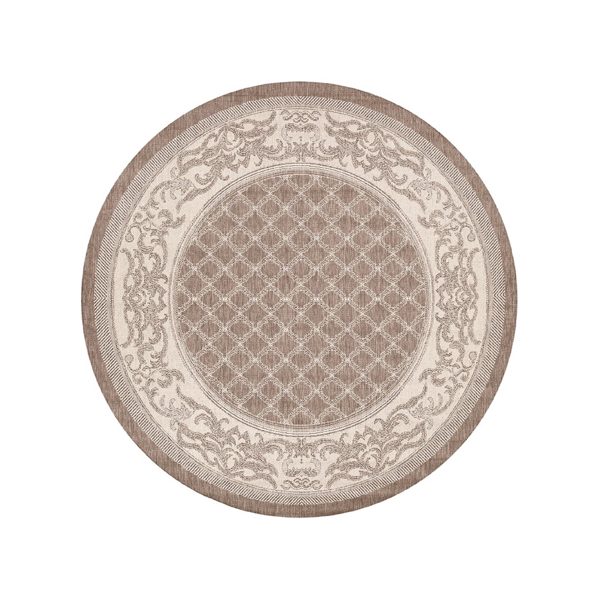 8.5 ' x 8.50' Natural Brown Lattice Round Area Throw Rug - Walmart.com