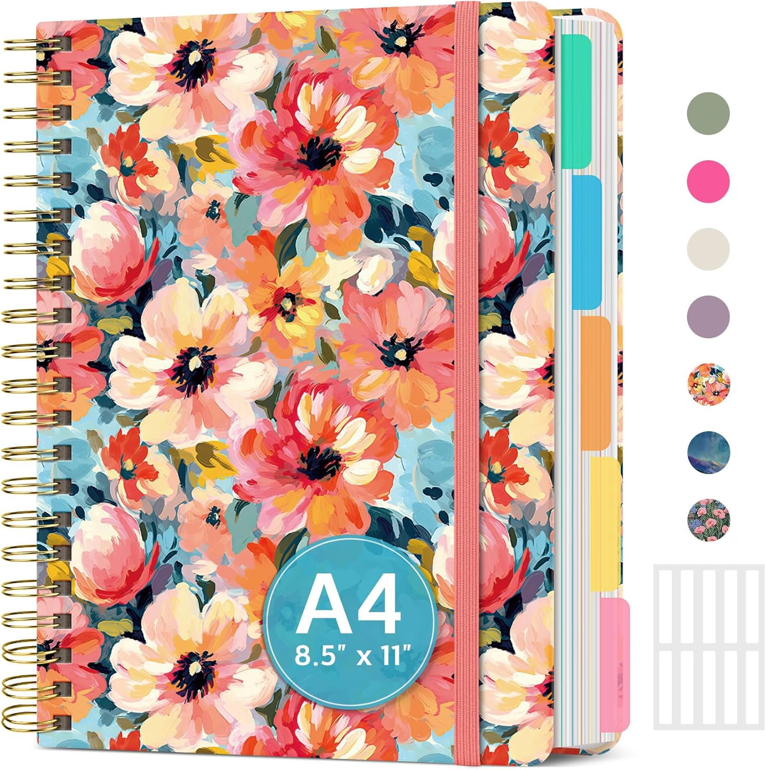 8.5"x11" 5 Subject Spiral Notebook, 280 Pages Ruled Journal with ...