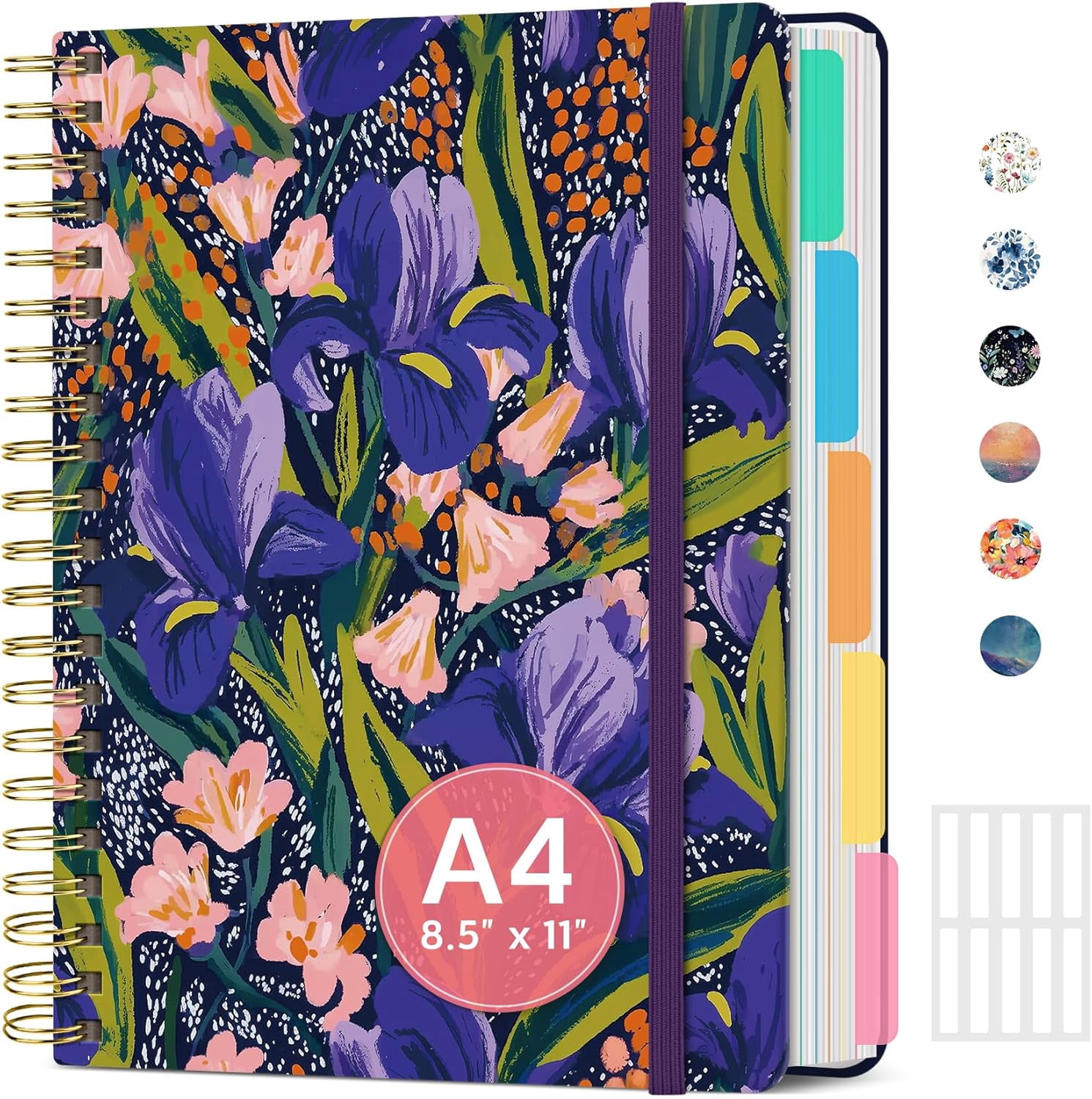 8.5"x11" 5 Subject Spiral Notebook, 280 Pages Ruled Journal with ...