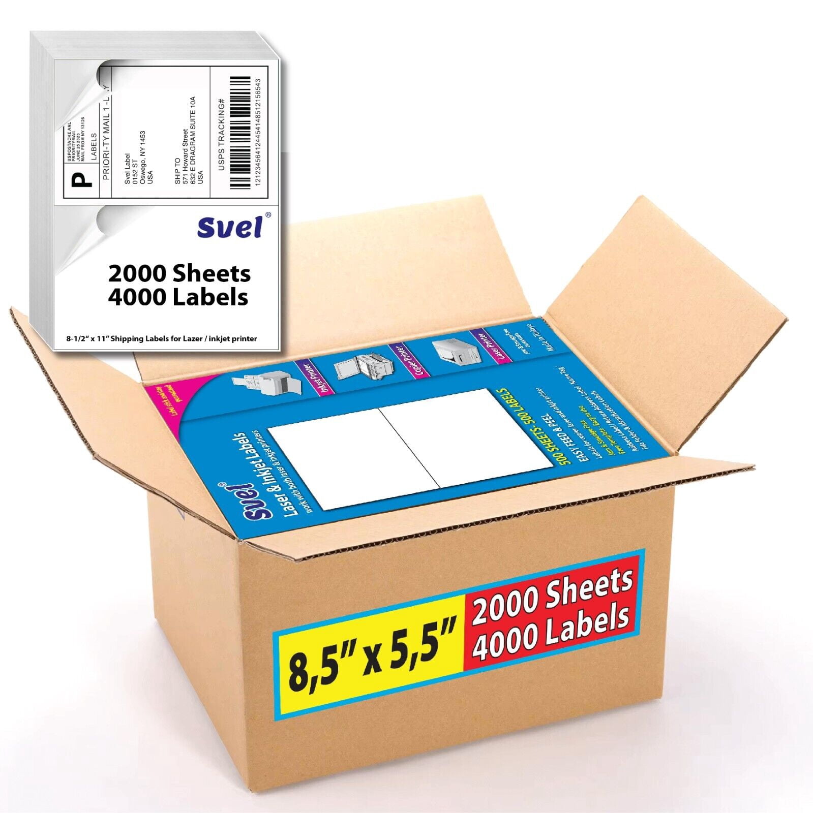 8.5”x5.5” Half Sheet Shipping Label for Laser Inkjet Printers ...