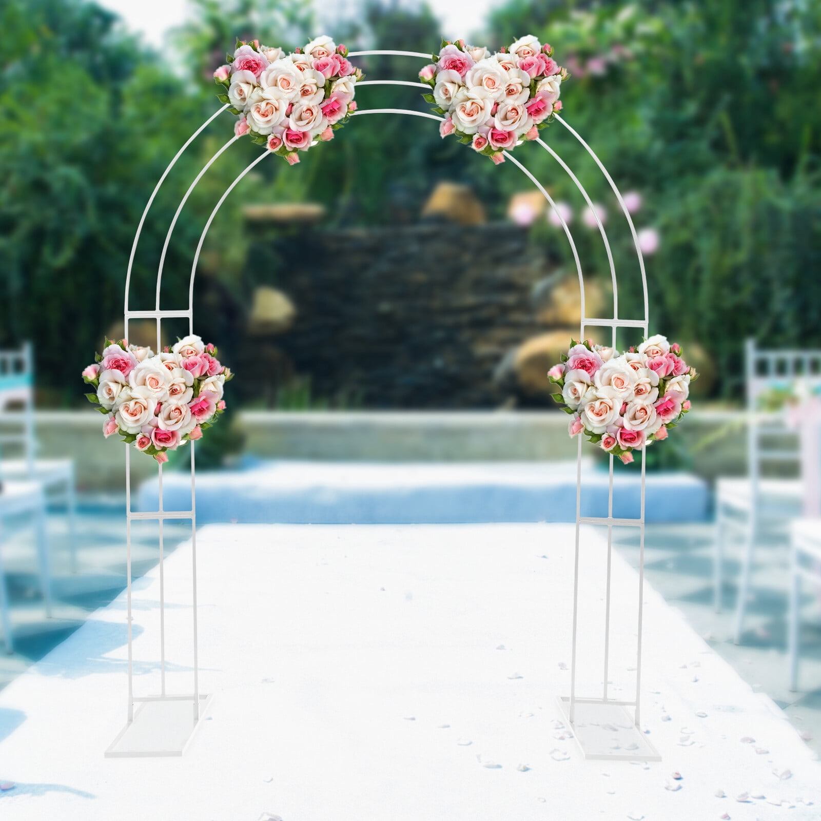 8.53ft Metal Flower Display Frame Wedding Arch Balloon Stands W/ Sturdy ...