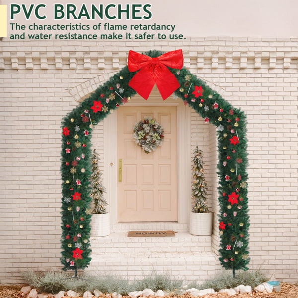 8.5FT Christmas Artificial Tree Archway, 1650 PVC Branch Tips, 350 Warm ...