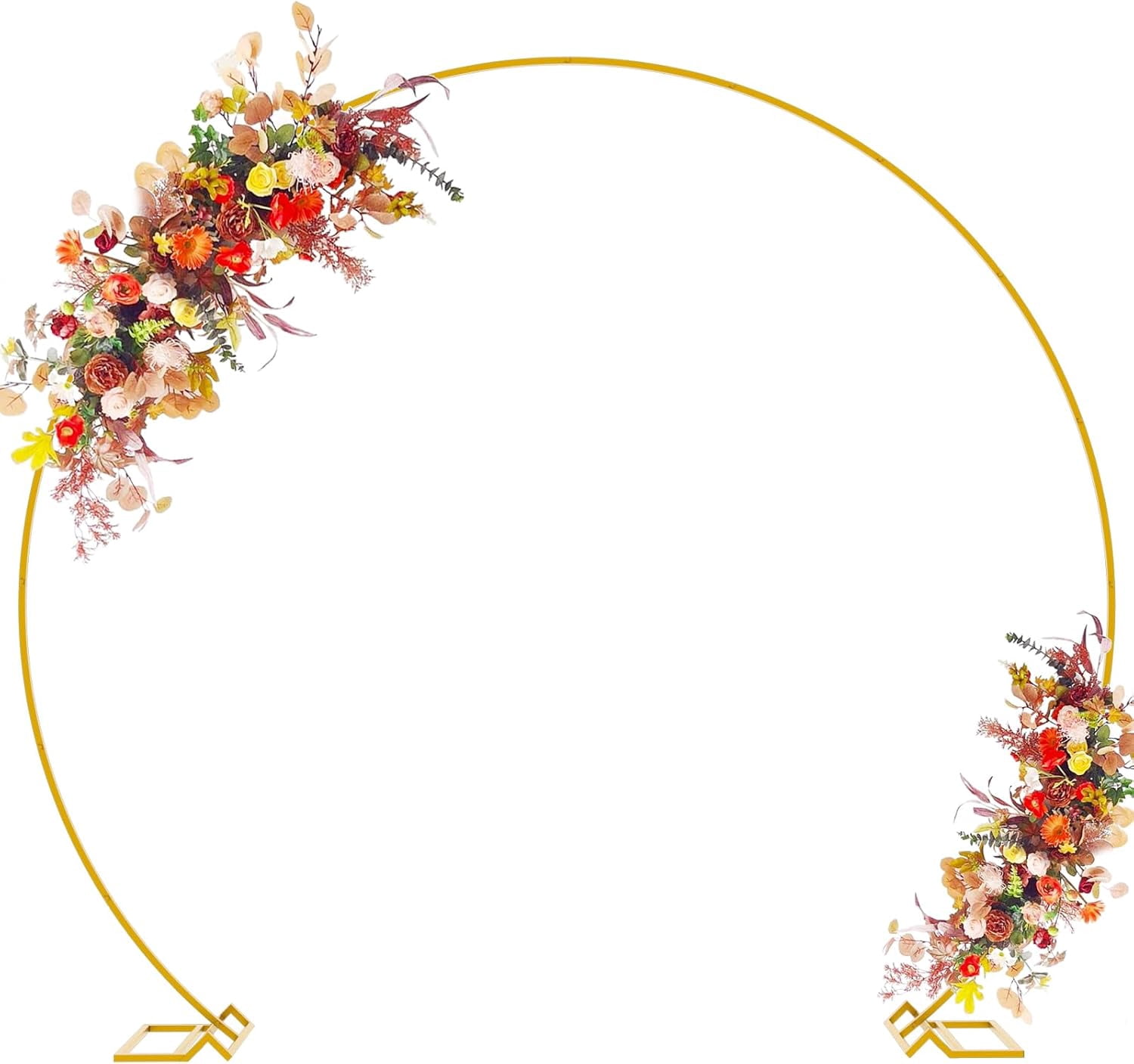8.5FT Gold Wedding Arch Round Backdrop Stand Large Circle Metal Floral ...