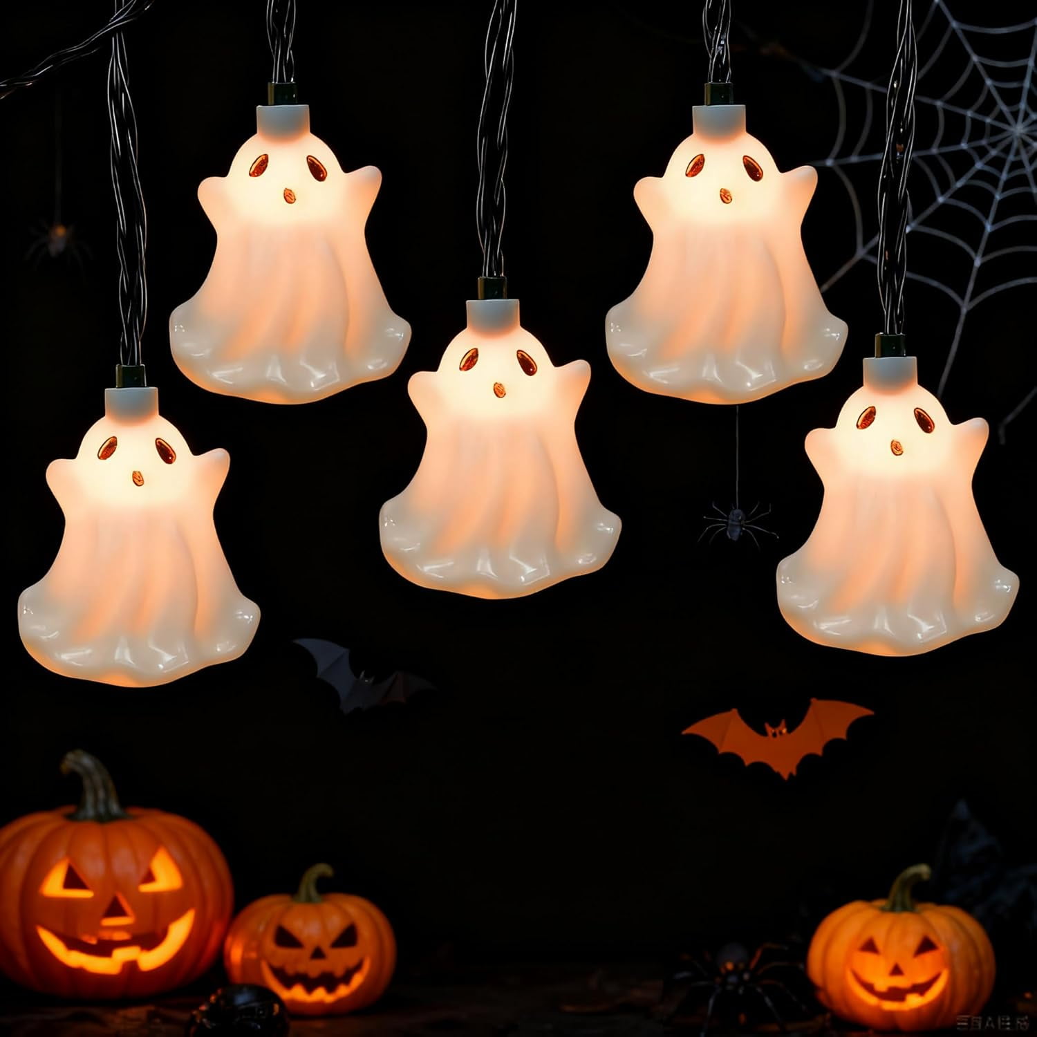 8.5FT Halloween Ghost String Lights Outdoor, Fairy Decorations Lights ...