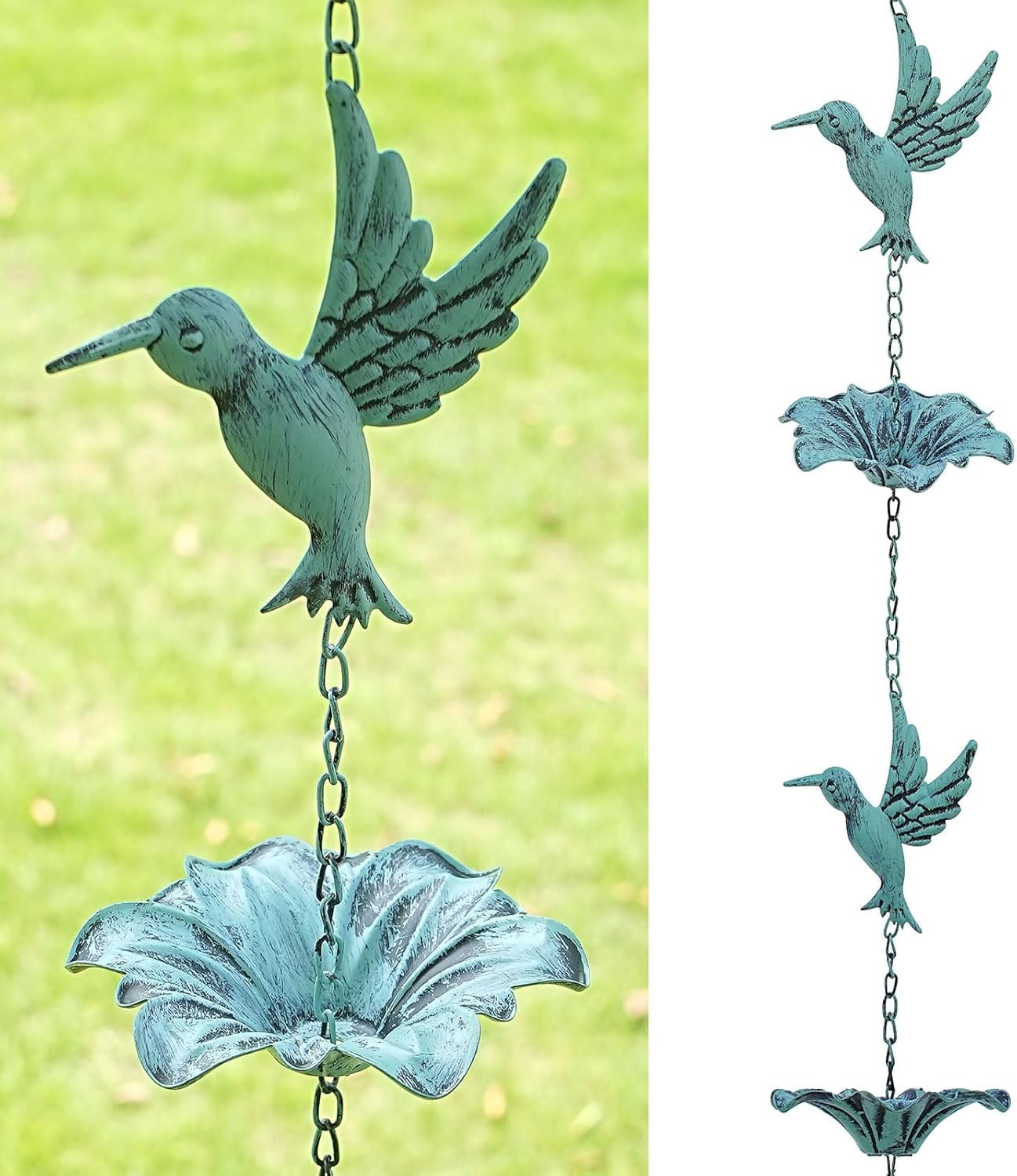 8.5FT Hummingbird Rain Chain,Rain Chains for Outside,Rainwater Catcher ...