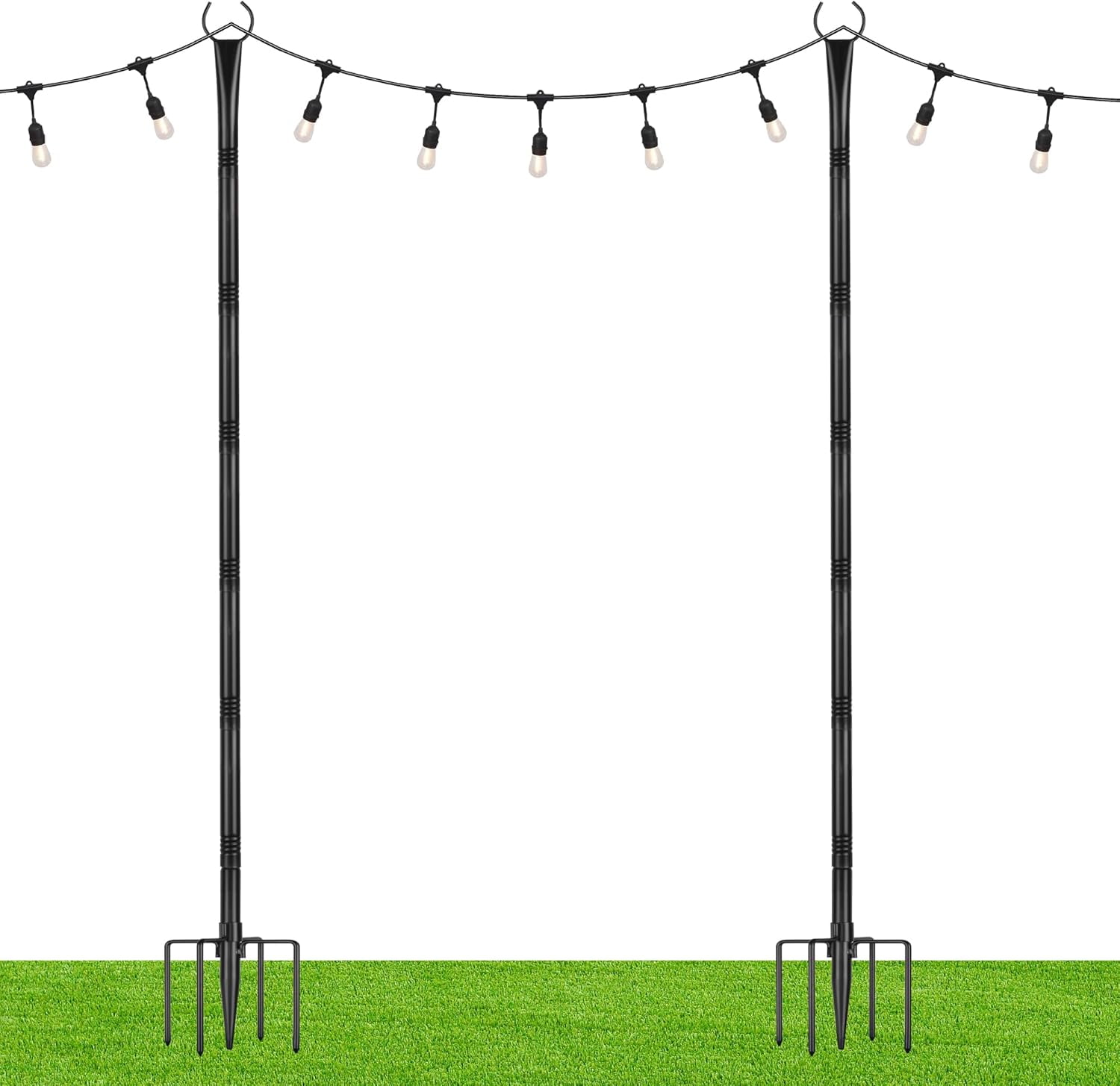 8.5FT Poles for String Lights with Forks, 2 Pack Metal Stands with ...