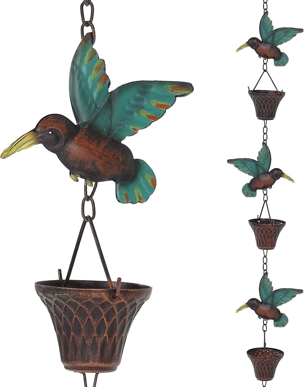 8.5FT Rain Chain, Hummingbird and Cup Rain Chains for Gutters and ...