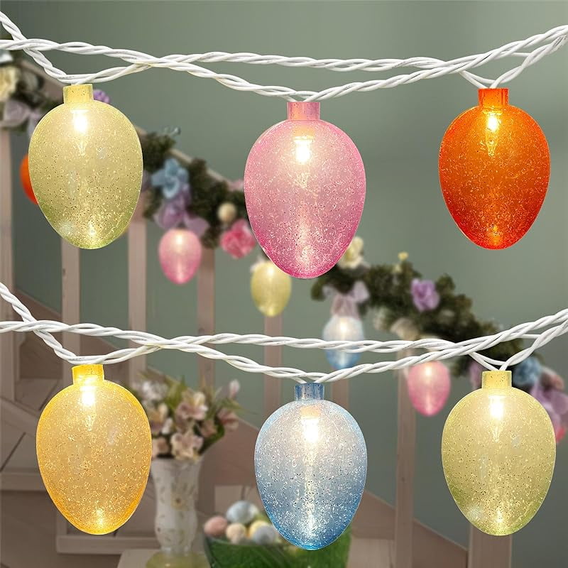 8.5Ft Easter Lights,Easter Bunny String Lights with 10 Pack Multicolor ...