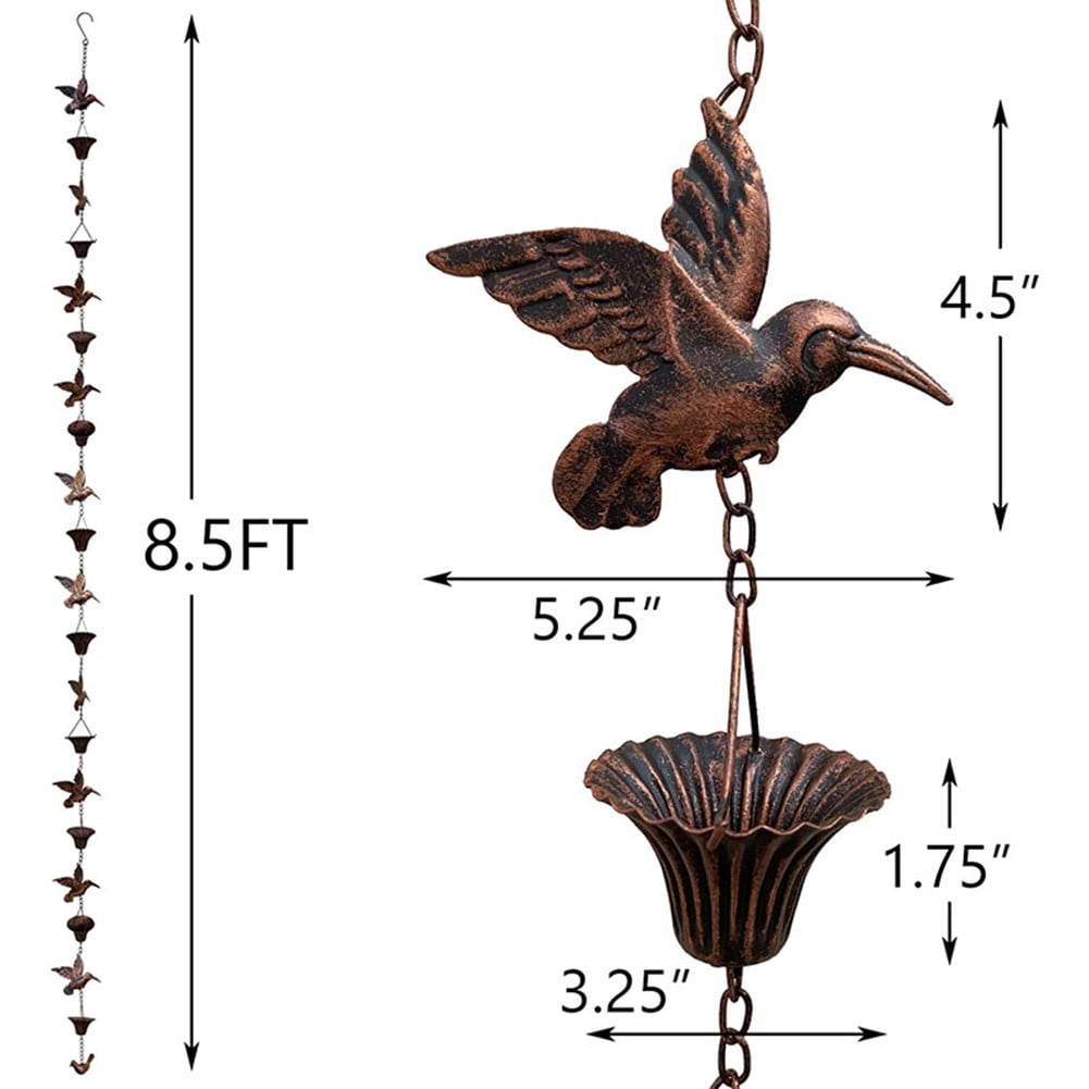 8.5Ft Metal Rain Chain Outdoor Decorative Eaves Waterfall Gutter ...