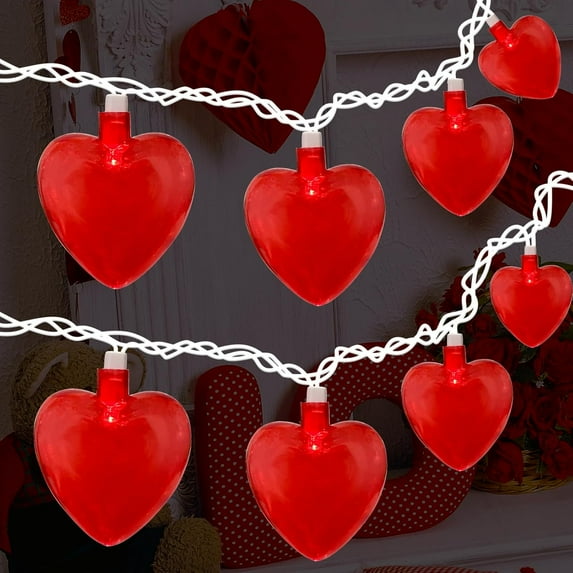 8.5Ft Red Heart String Lights, Decorations Lights with 10 Red Heart ...