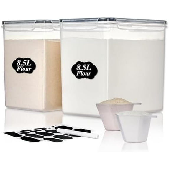 8.5L 2 Pack Extra Large Flour Sugar Storage Containers for 20lbs flour ...
