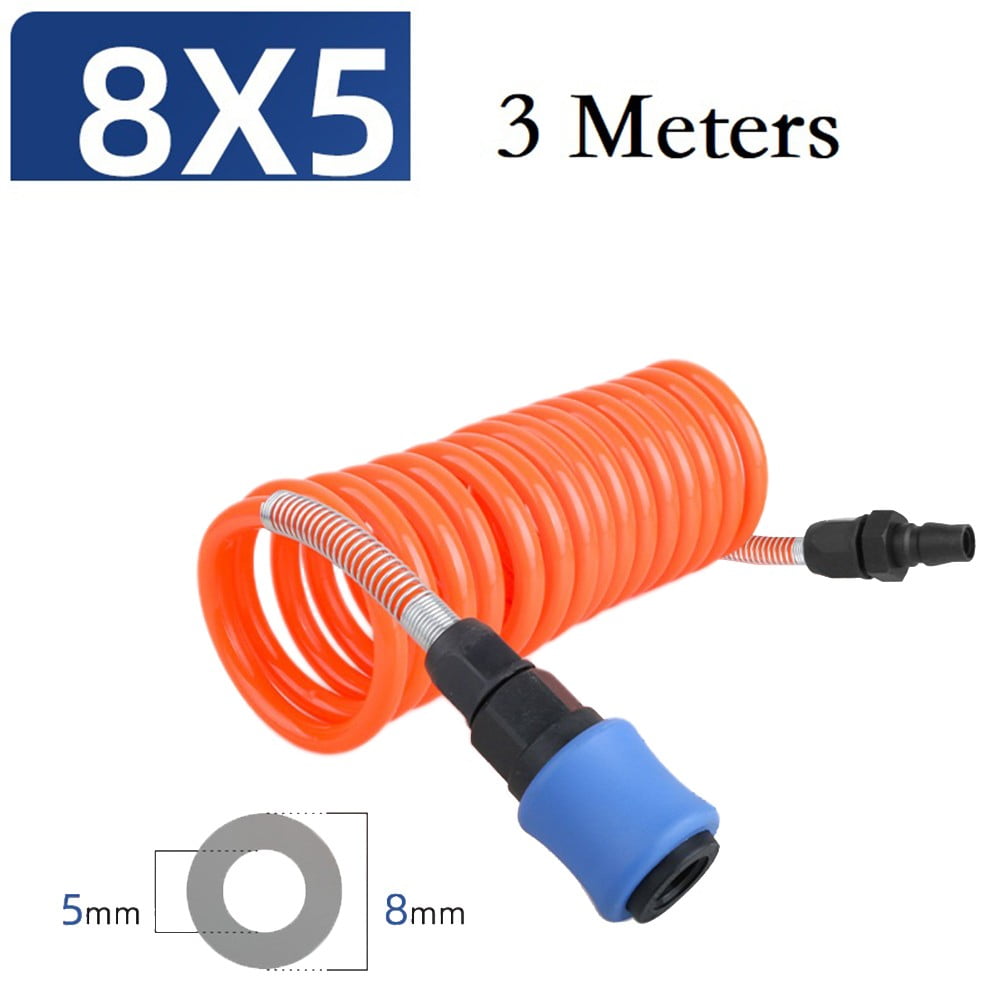 8*5Mm Pneumatic Spring Spiral Pipe Pu Air Compressor Hose With Coupling ...