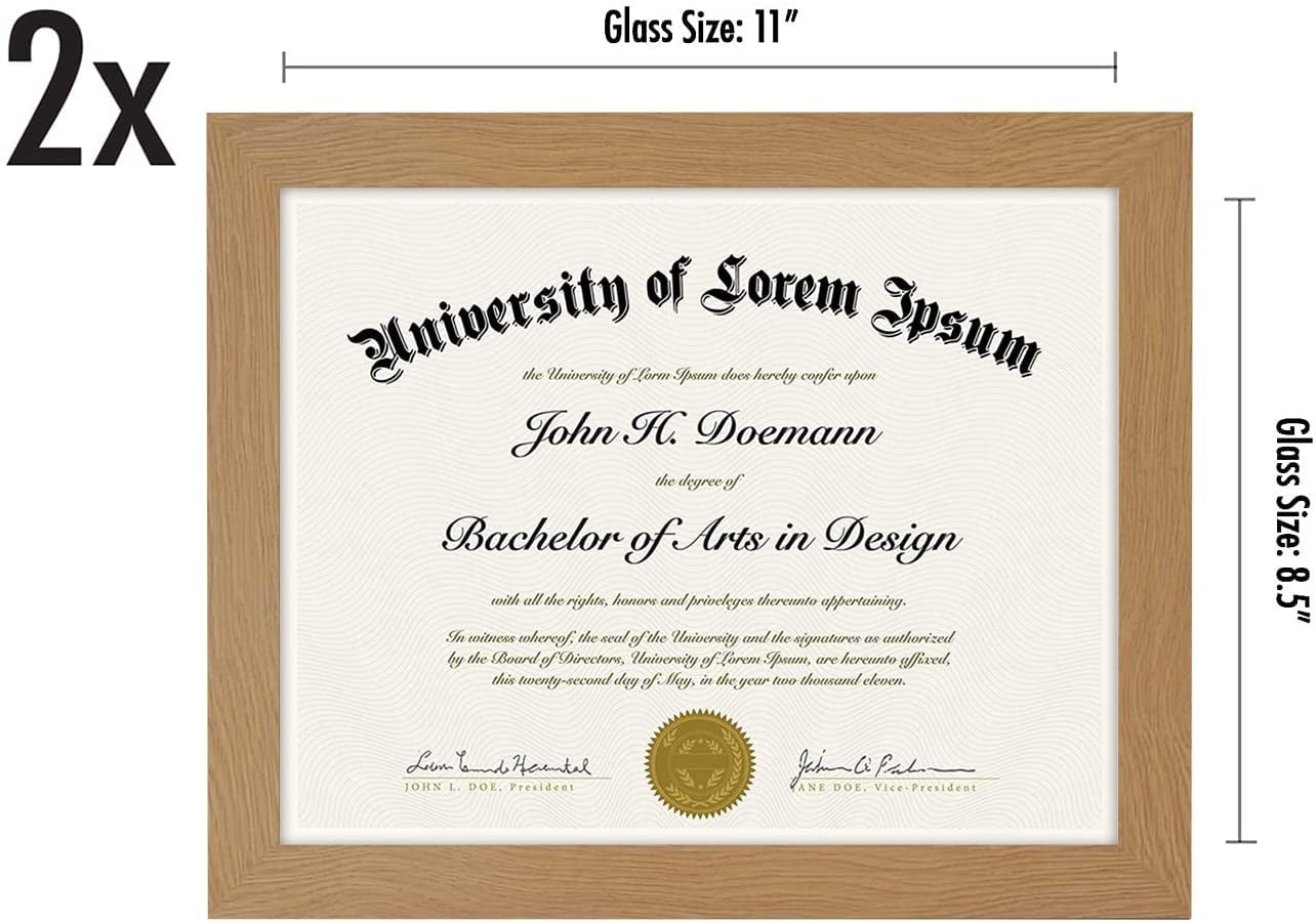 8.5X11 Picture Frame In Dark Oak - Set Of 2 - Use As Diploma Frame Or ...