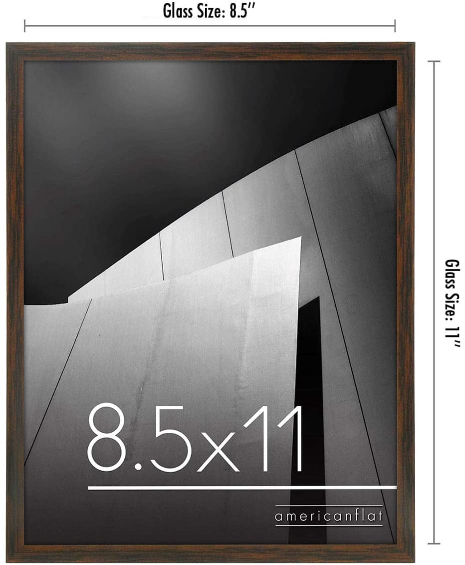 8.5X11 Picture Frame In Walnut - Thin Border Photo Frame With Shatter ...