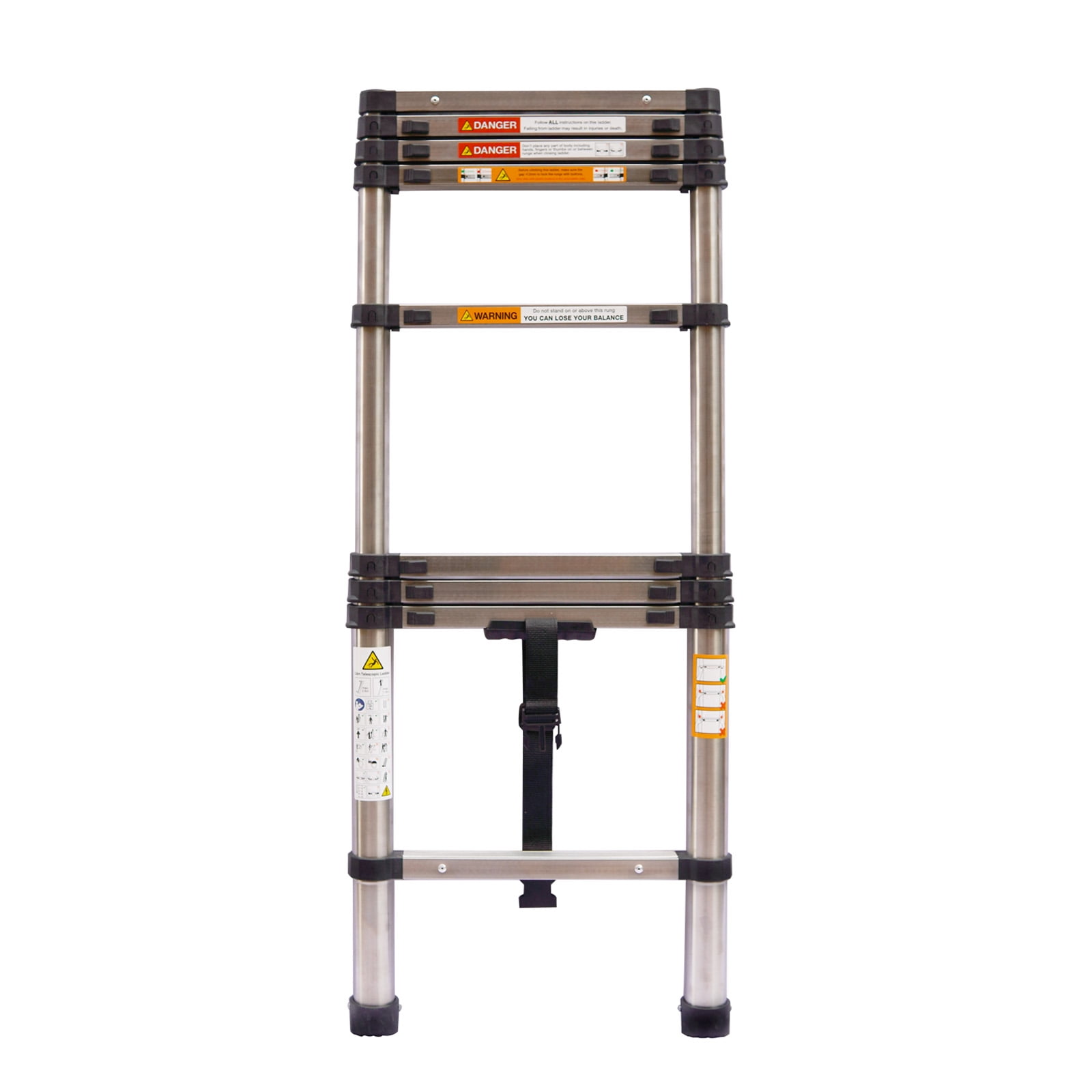 8.5ft Extension Ladder Multi-Purpose Stainless Steel Heavy Duty Strong ...