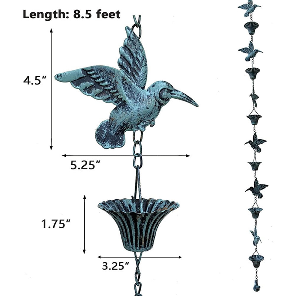 8.5ft Rain Chain Rain Chain Rain Bell Hanger Rain Catcher For Outdoor ...