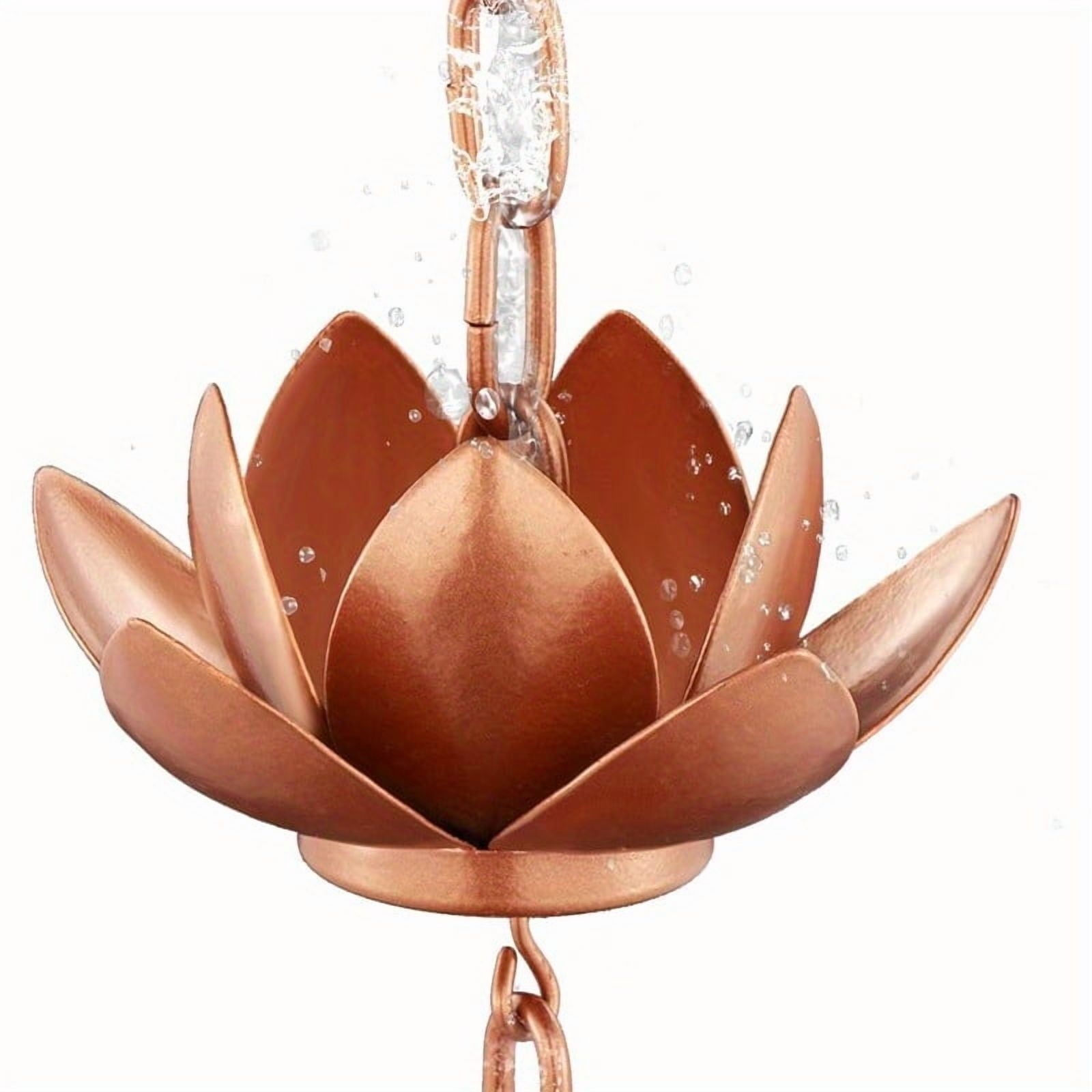 8.5ft Rain Chain for Gutters Downspouts Outside, Copper Plated Lotus ...