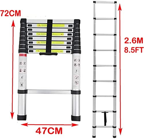 8.5ft Telescoping Extension Ladder Collapsible Ladder 9 Extendable Step ...