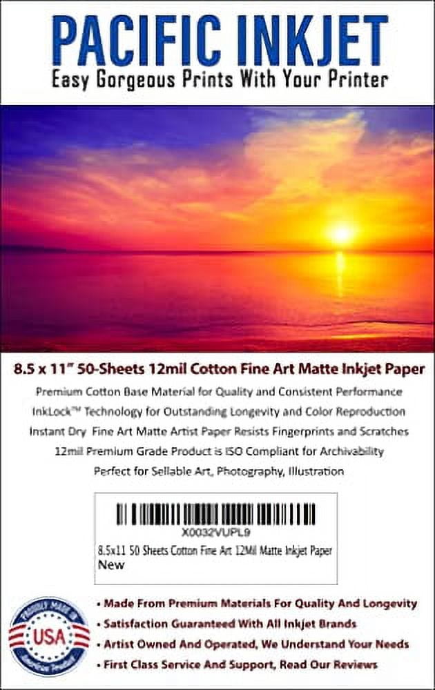 8.5x11 50 Sheets 100% Cotton Fine Art 12mil – Professional Archival ...