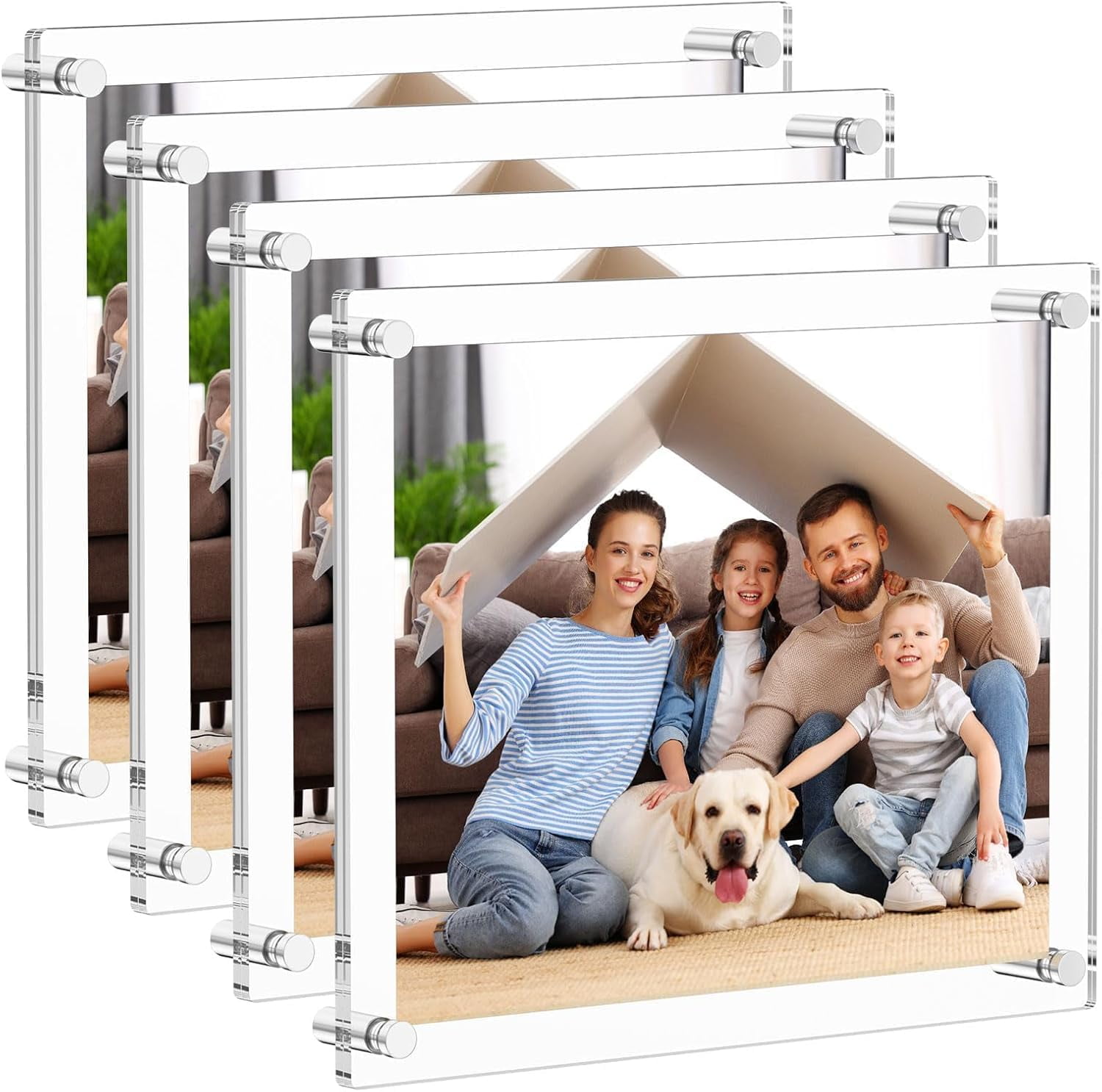 8.5x11 Acrylic Picture Frames 4 Pack, Clear Picture Frames for Wall, Modern Frameless picture ...