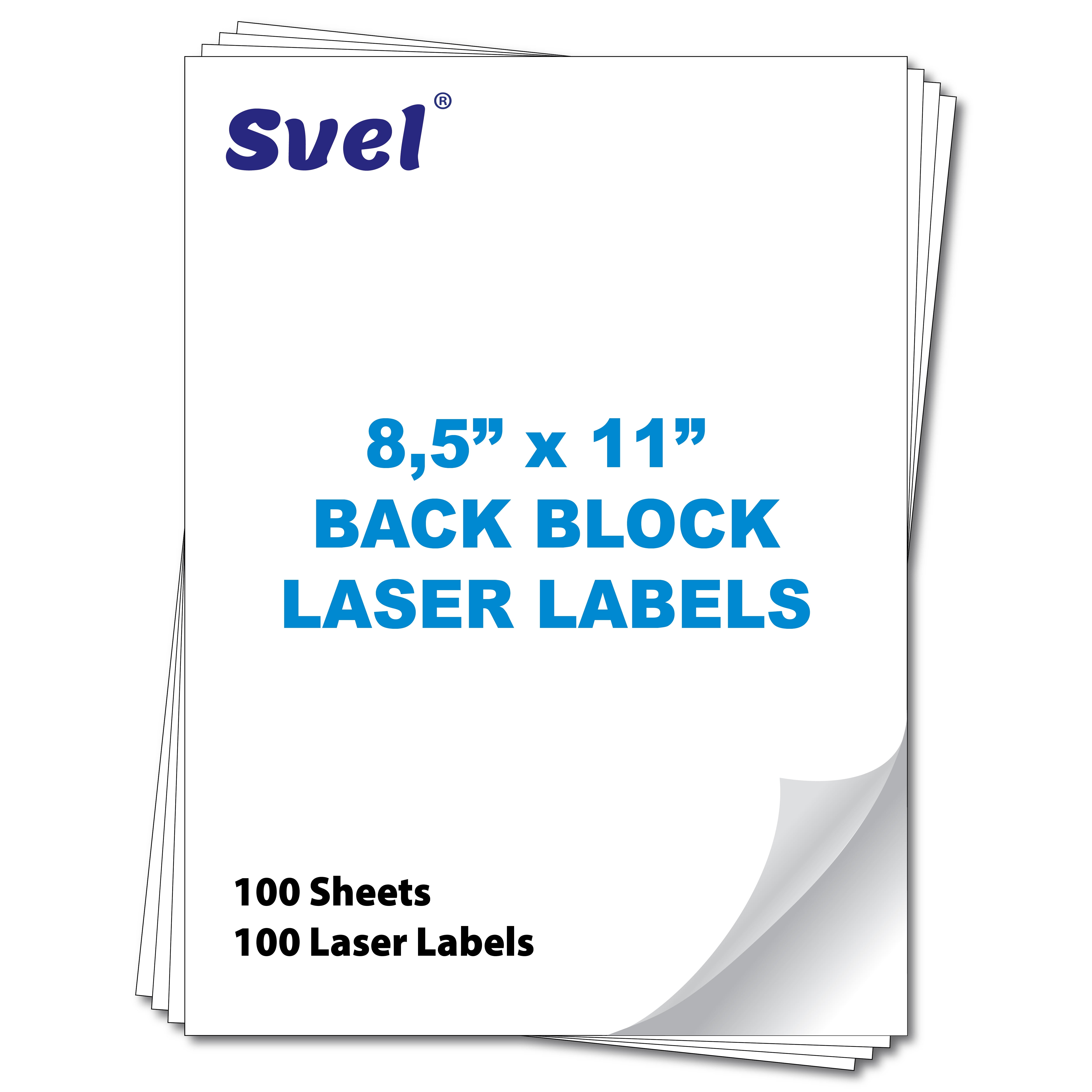 8.5x11" Back Block Laser & Inkjet Printers Shipping Mailing Labels (100 ...