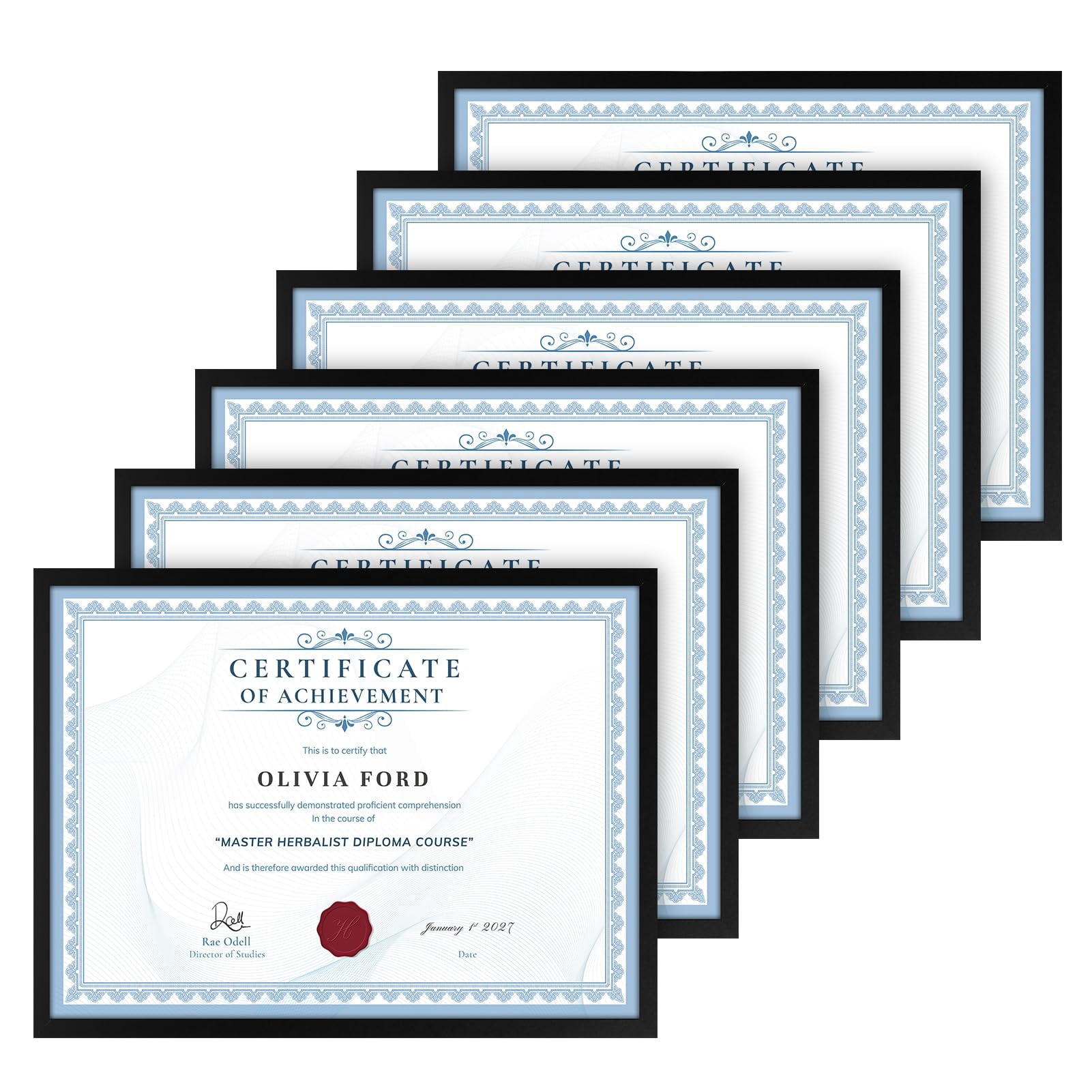 8.5x11 Black Document Frames 6 Pack, Composite Wood Photo Display for ...